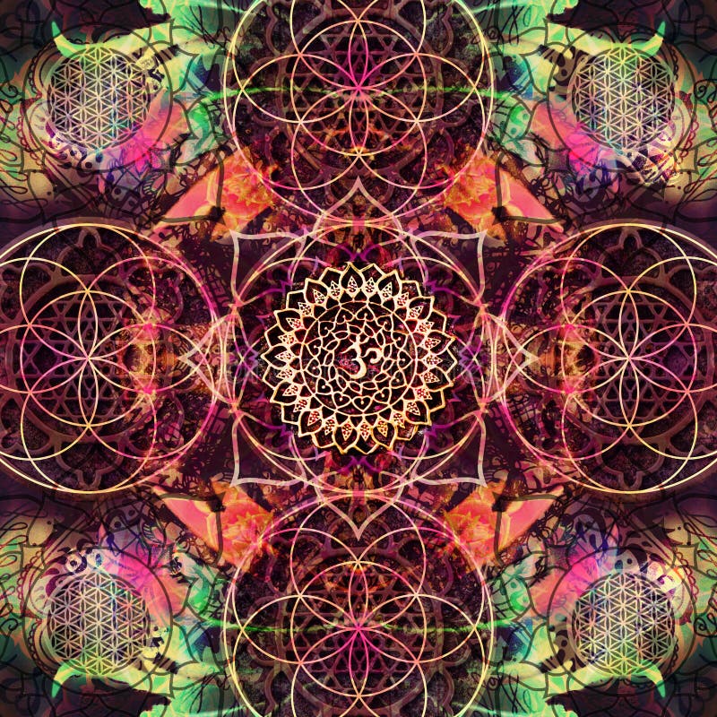 Abstract Mandala with Sacred Geometry Stock Illustration - Illustration ...