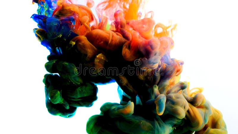 Abstract Color Mix, Drop of Ink Color Mix Paint Falling on Water ...