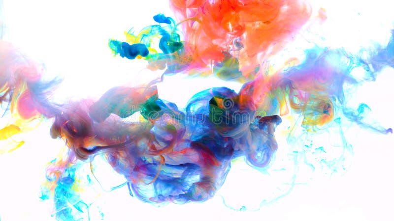 Abstract Color Mix, Drop of Ink Color Mix Paint Falling on Water ...