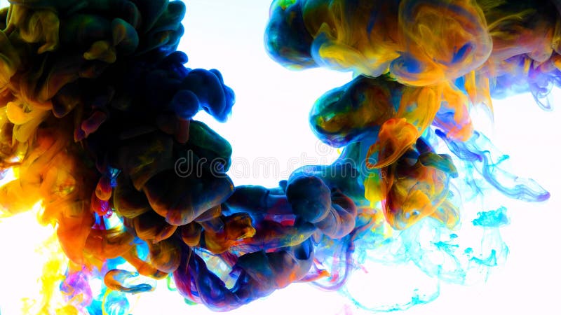 Abstract Color Mix, Drop of Ink Color Mix Paint Falling on Water ...