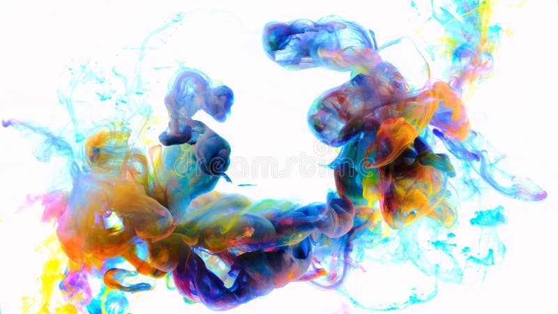 Abstract Color Mix, Drop of Ink Color Mix Paint Falling on Water ...