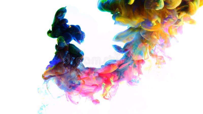 Abstract Color Mix, Drop of Ink Color Mix Paint Falling on Water ...