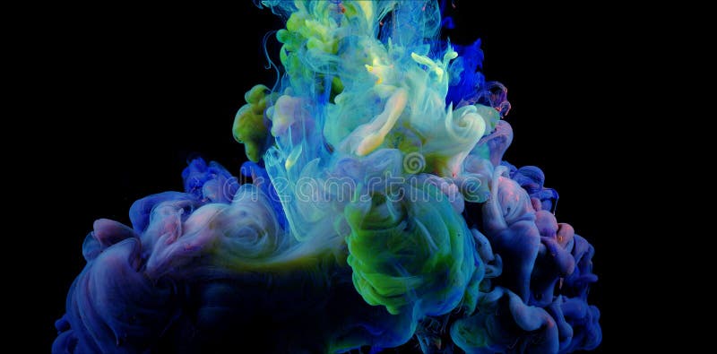 Abstract Color Mix, Drop of Ink Color Mix Paint Falling on Water ...