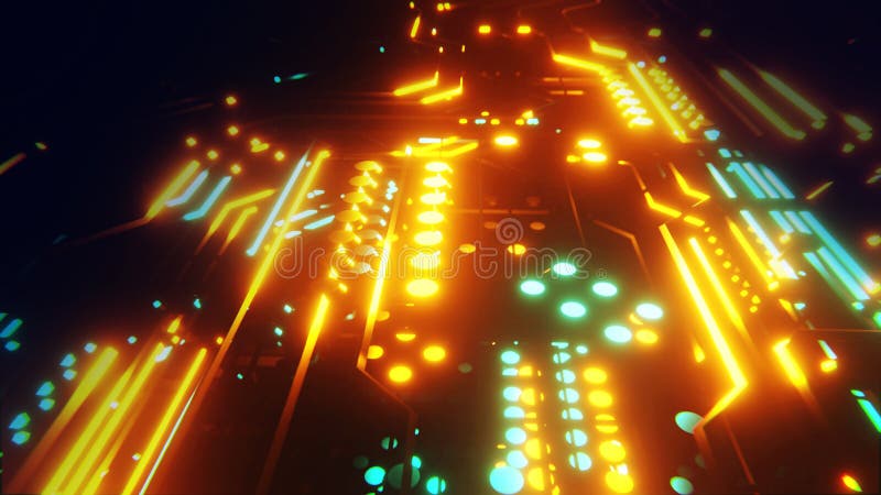 Abstract of Modern High Tech Internet Data Center Room with Rows of ...