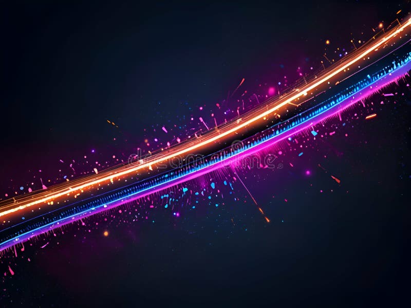 Abstract Color Neon Illuminated Digital Splash of Glowing Particles and ...