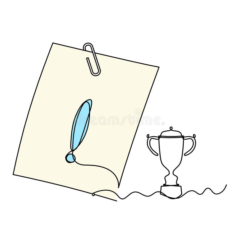 Abstract Color Paper with Paper Clip and Trophy As Line Drawing on ...