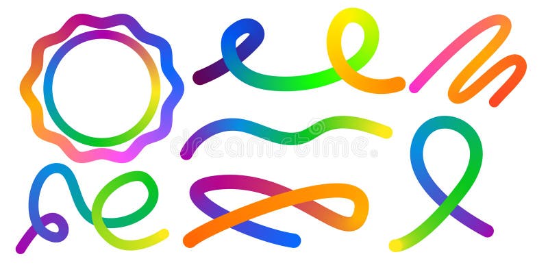 Abstract Color Rainbow Gradient Shapes Set. Vector Graphic with Wavy ...