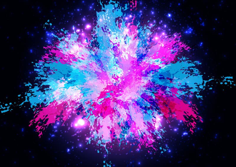 Abstract Color Splash on Dark Blue Light Background. Vector Splatter ...