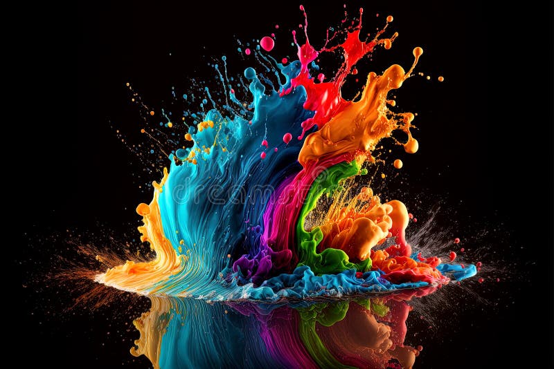 Abstract Color Splash Isolated on Black Background Stock Illustration ...