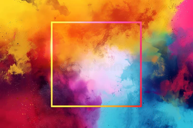 Abstract Color Splash with Neon Frame for Wallpaper Design Colorful ...