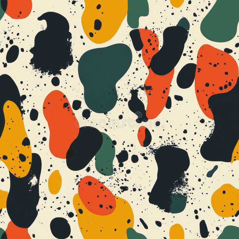 Abstract Color Splash Pattern with Seamless Shapes and Dots Perfect for ...