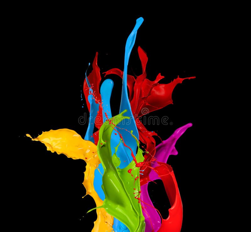 Abstract Color Splashes on Black Background Stock Image - Image of ...