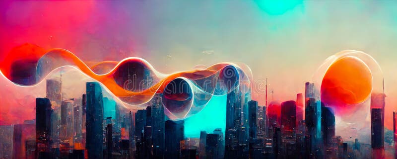 Abstract Color Texture. Modern Futuristic Pattern, Digital City Concept ...