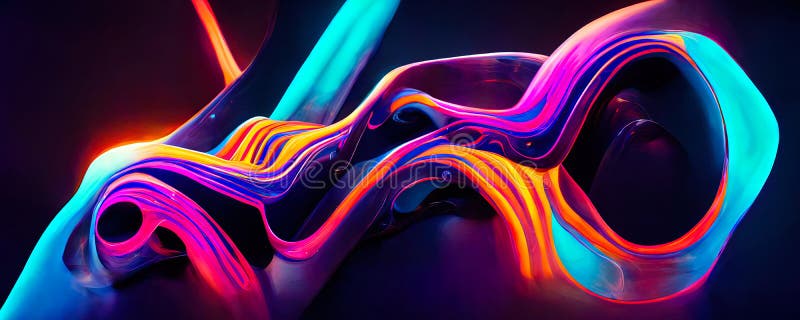 Abstract Color Texture. Modern Futuristic Pattern, Neon Lights on Black ...