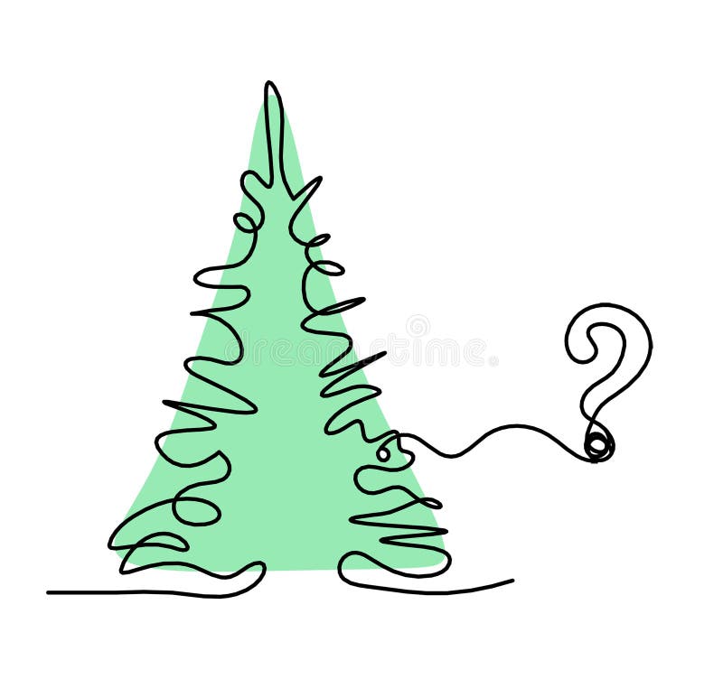 Abstract Color Tree and Question Mark As Line Drawing on the White ...