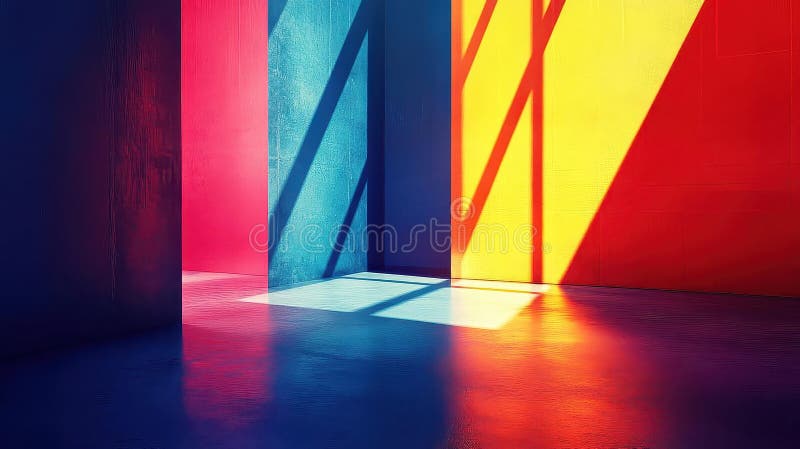 Abstract Color Walls with Shadow Play and Reflection Stock Illustration ...