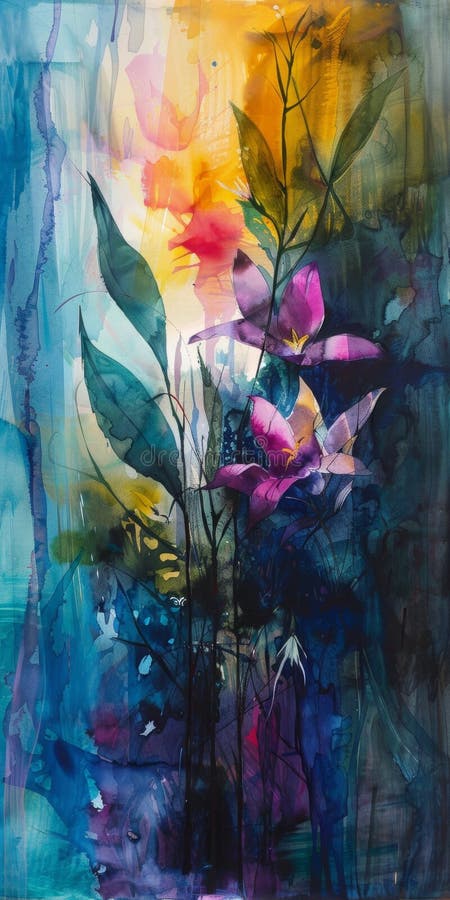 Abstract Color Wash Providing Depth for Simple Plant Setup Stock ...