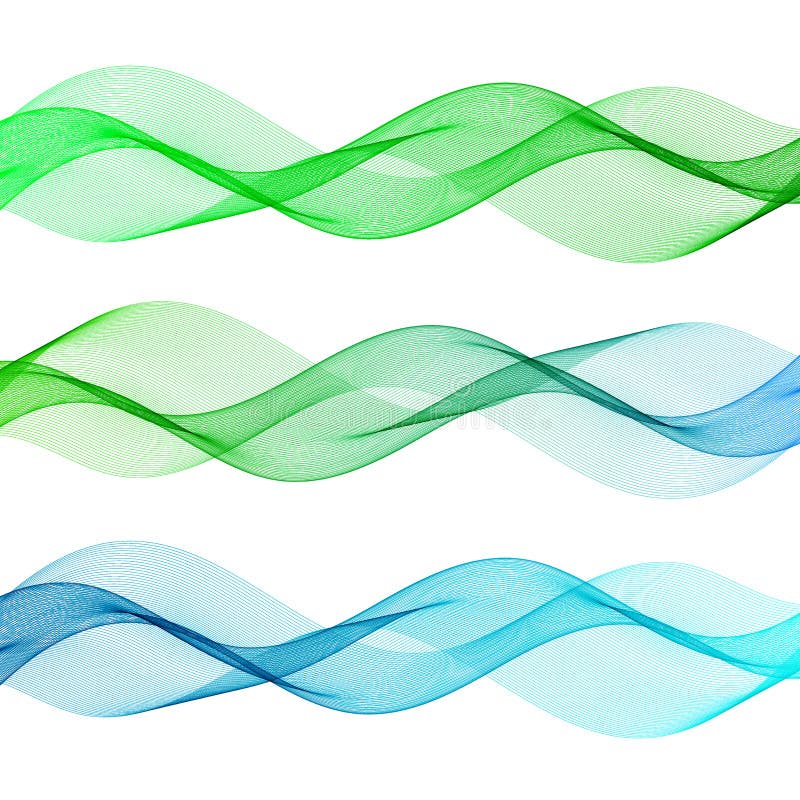 Abstract Color Wave Design Element. Blue and Green Color Wave Set Stock ...