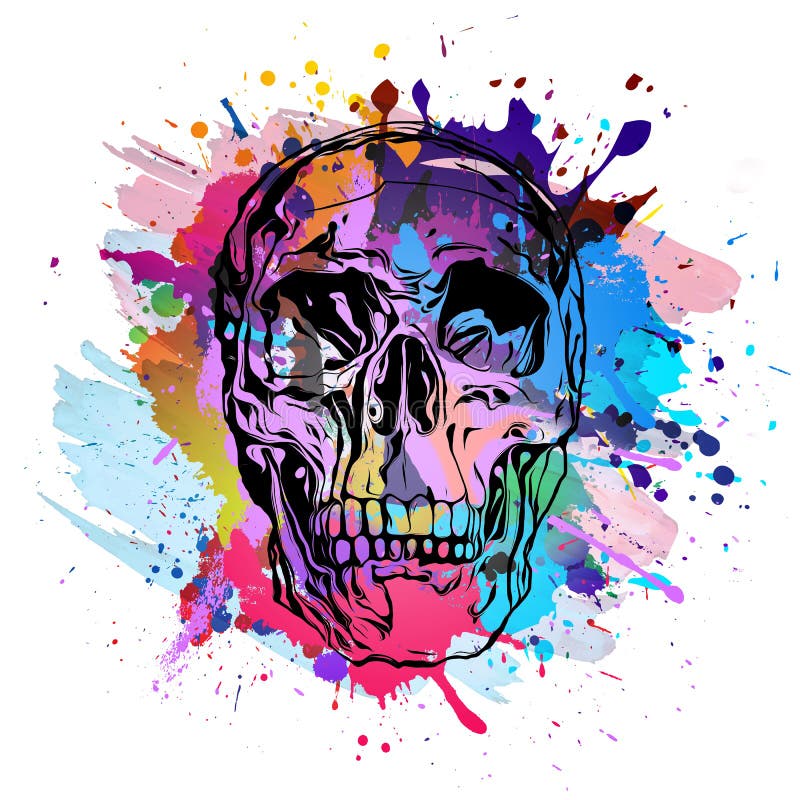 Abstract Colored Artistic Skull, Graphic Design Concept, Bright ...