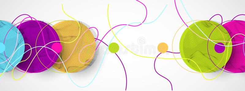 Abstract Colored Background. Wireframe Circles. Modern Science or ...
