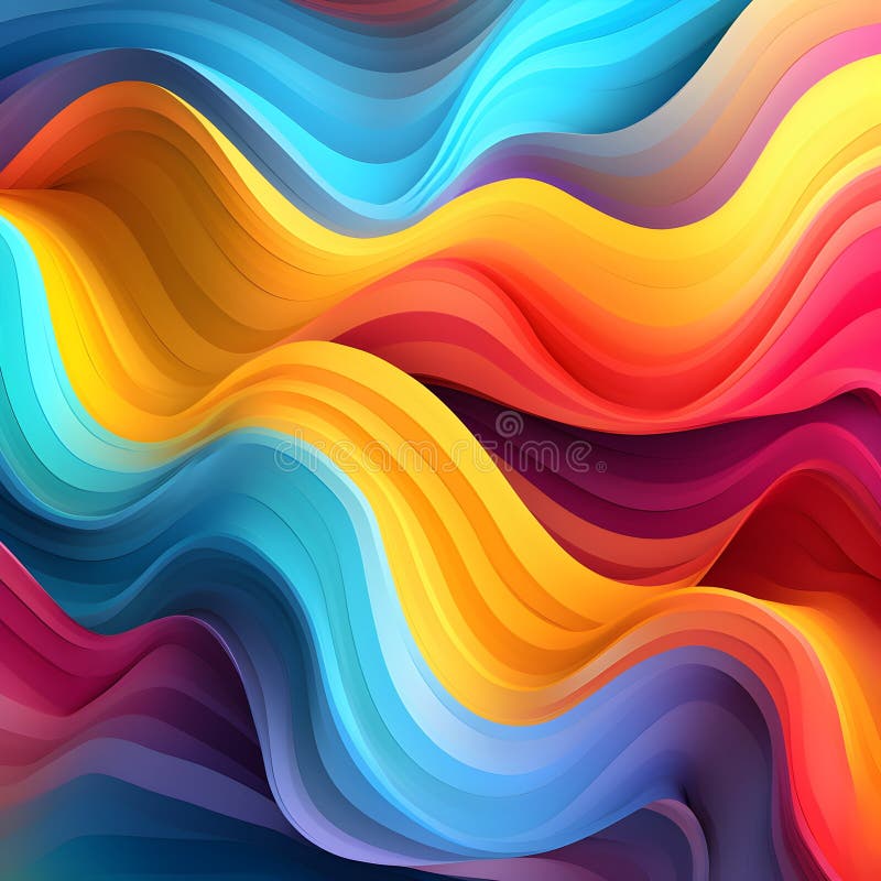 Abstract Colored Bright Background. Multicolored Waves. AI Generated ...