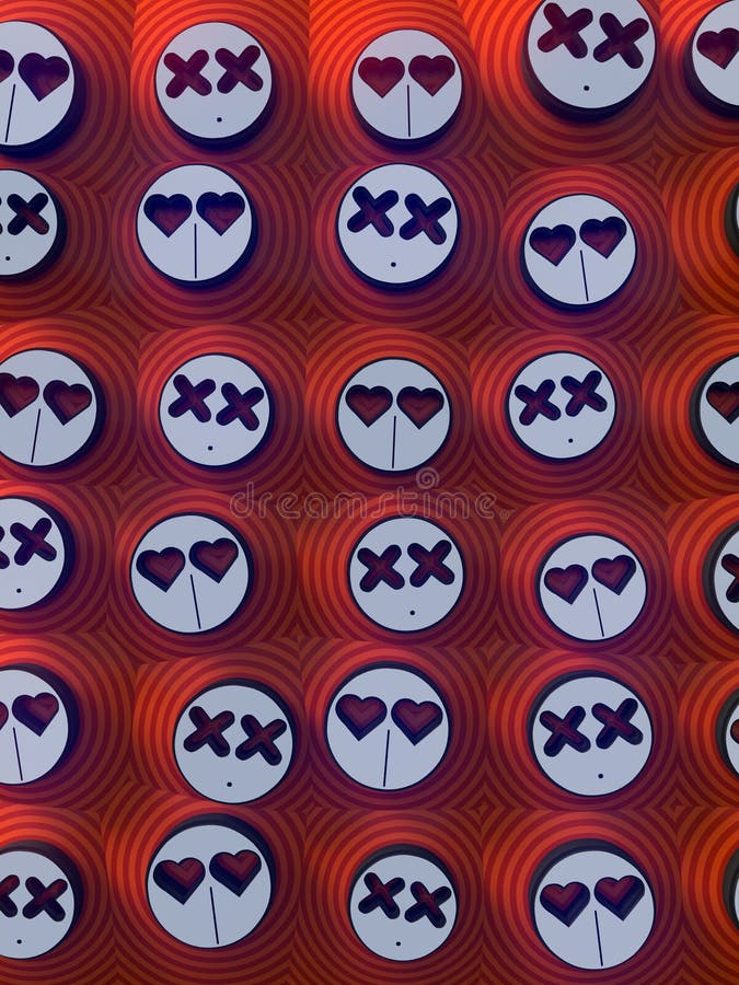 Abstract Colored Cartoon Faces Background 3d Rendering. Colorful Sign ...