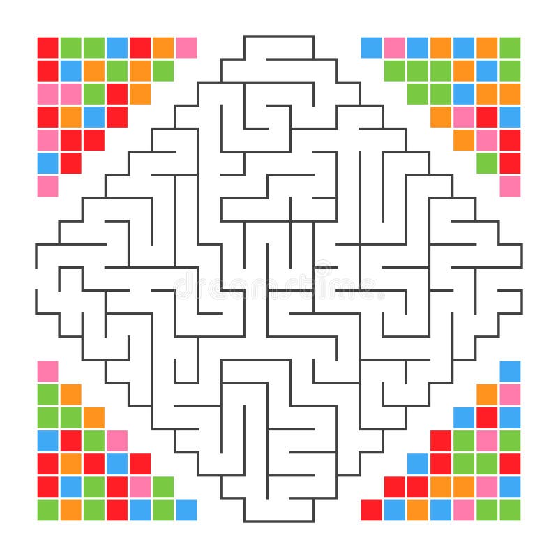 Abstract Colored Complex Isolated Labyrinth. Black Color on a White ...