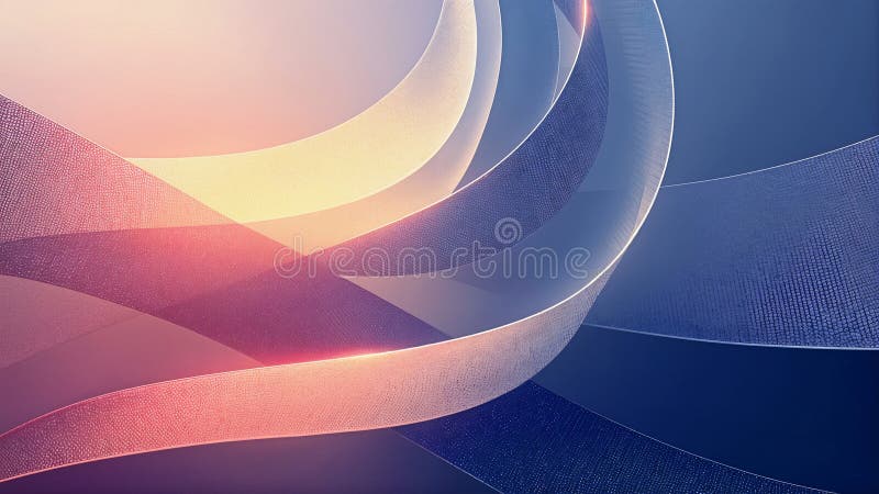 Abstract Colored Curved Ribbons on a Dark Blue Background with Light ...