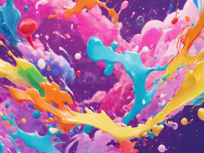 Abstract Colored 3D Background Multi-colored Splashes of Paint Stock ...