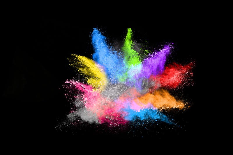Abstract Colored Dust Explosion on a Black Background. Stock Photo ...
