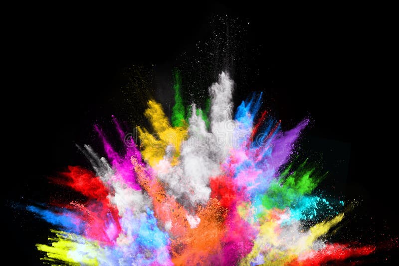 Multicolor Powder Explosion on Black Background. Stock Photo - Image of ...
