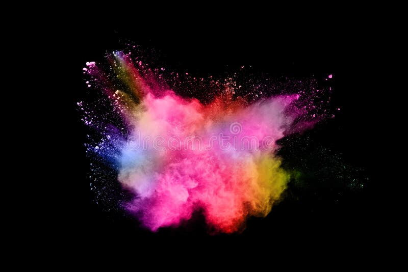 Abstract Colored Dust Explosion on a Black Background. Stock Image ...
