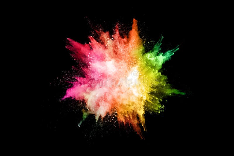 Abstract Colored Powder on Black Background. Stock Photo - Image of ...