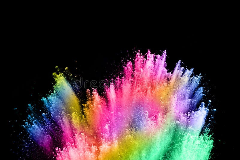 Abstract Colored Dust Explosion on a Black Background. Stock Photo ...
