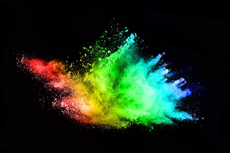Abstract Colored Dust Explosion on a Black Background. Stock Image ...