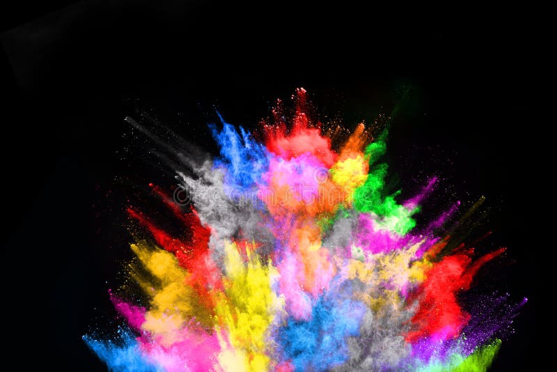 Abstract Colored Dust Explosion on a Black Background. Stock Image ...