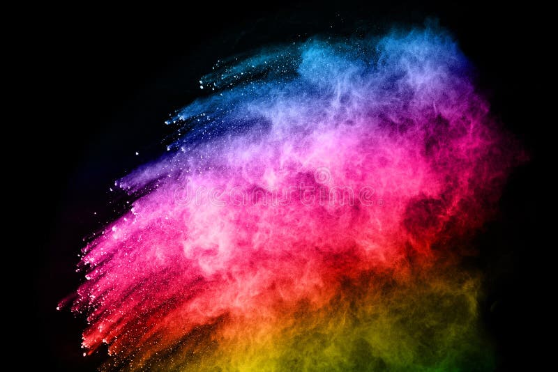 Abstract Colored Dust Explosion on a Black Background. Stock Image ...