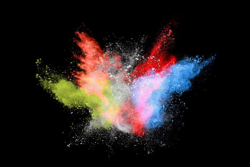 Abstract Colored Dust Explosion on a Black Background Stock Photo ...