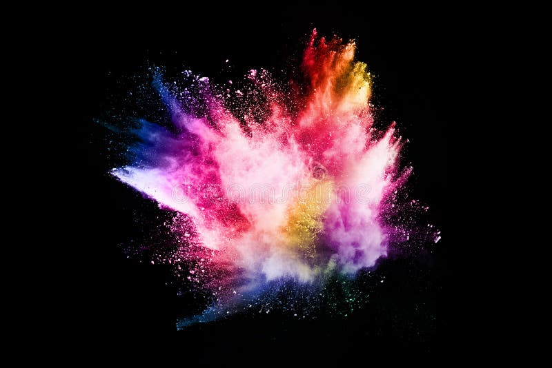 Abstract Colored Dust Explosion on a Black Background. Stock Photo ...