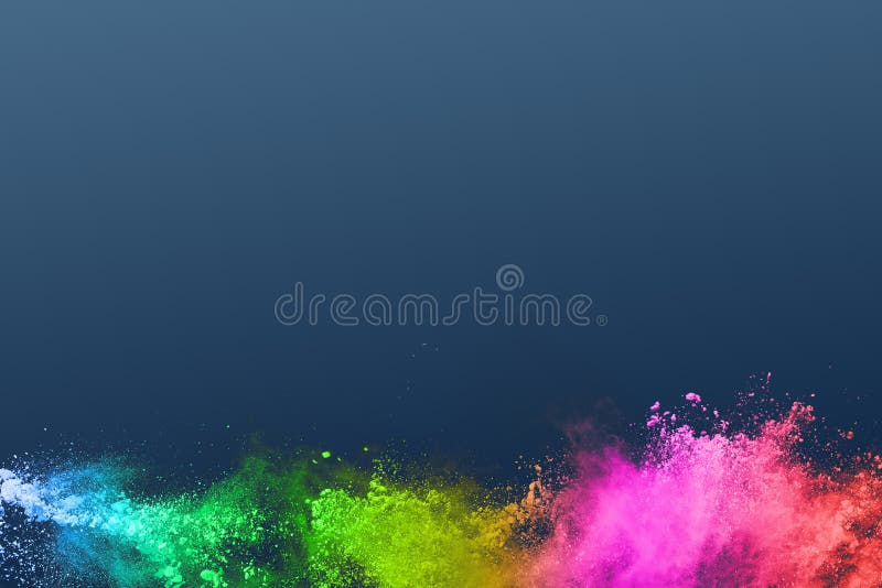 Abstract Colored Dust Explosion on a Blue Background Stock Photo ...