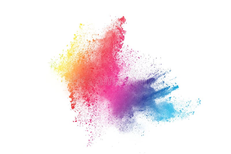 Abstract Colored Dust Explosion on White Background. Stock Photo ...
