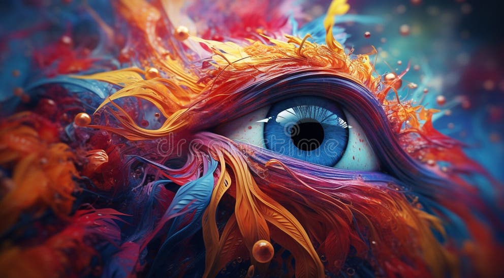 Colored Eye on Abstract Colorful Background, Graphick Designed Eye on ...