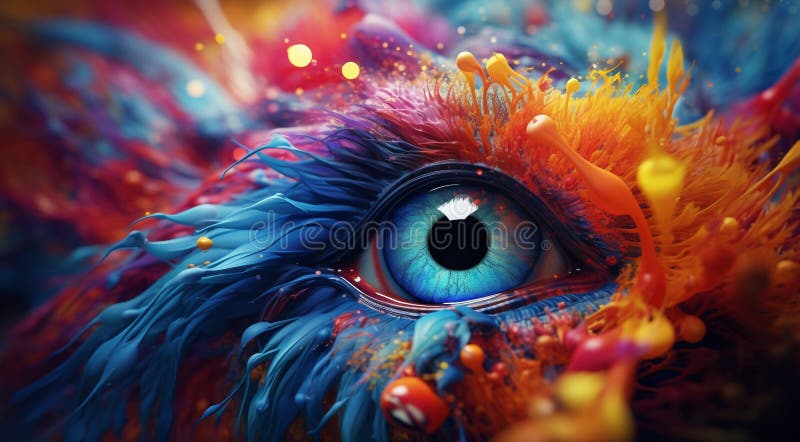 Colored Eye on Abstract Colorful Background, Graphick Designed Eye on ...