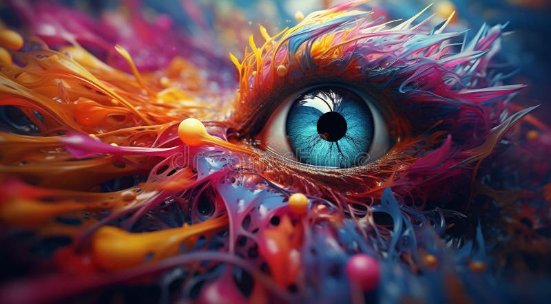 Colored Eye on Abstract Colorful Background, Graphick Designed Eye on ...