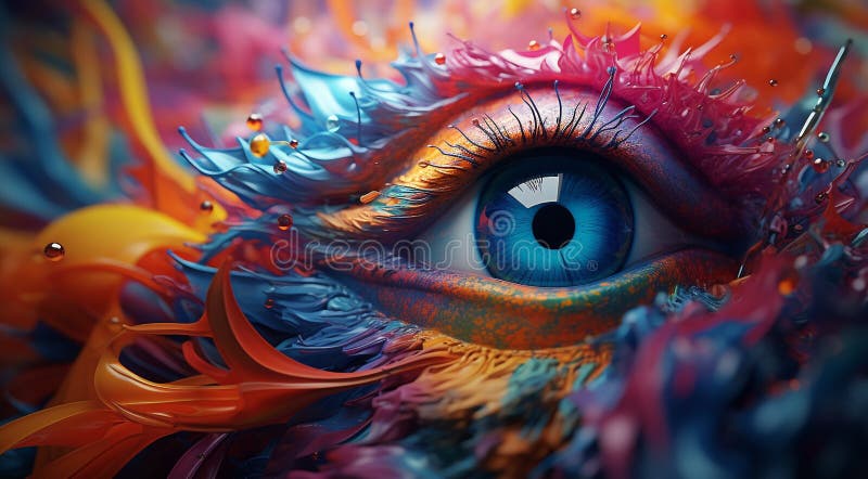 Colored Eye on Abstract Colorful Background, Graphick Designed Eye on ...