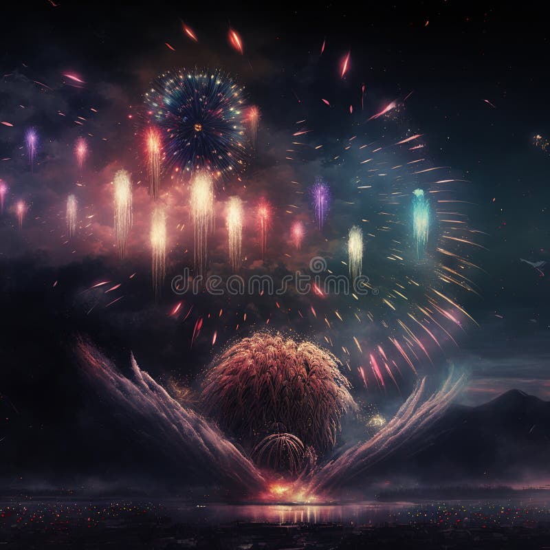 Abstract Colored Fireworks. AI Render. Stock Illustration ...