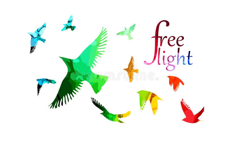 Abstract Colored Flying Birds. Mixed Media. Vector Illustration Stock ...