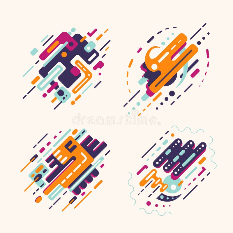 Abstract Colored Forms and Line Vector Isolated Elements. Stock Vector ...