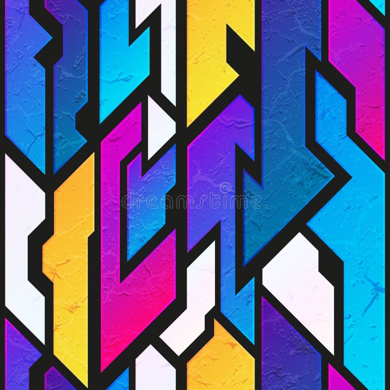 Abstract Colored Geometric Seamless Pattern with Grunge Effect Stock ...