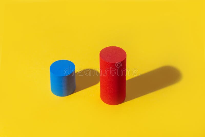 Abstract Colored Geometric Shape Red and Blue on Yellow Background ...